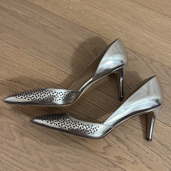 J. Crew | Shoes | Jcrew Silver Heels | Poshmark